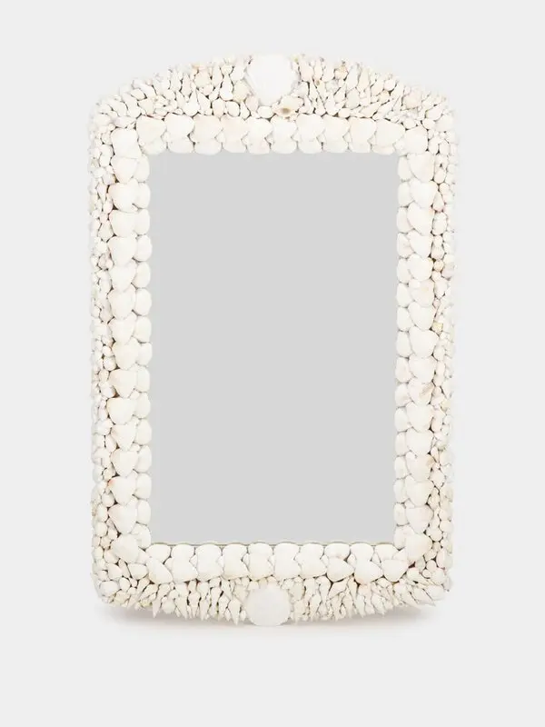 LES-OTTOMANS Rectangular Handmade Shell Mirror - White