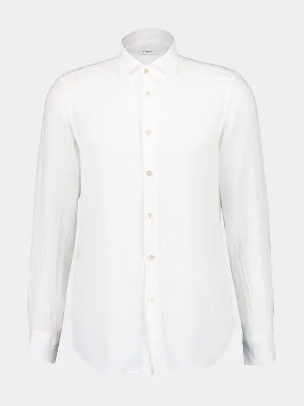 Boglioli Regular Fit Linen Button-up Shirt - White