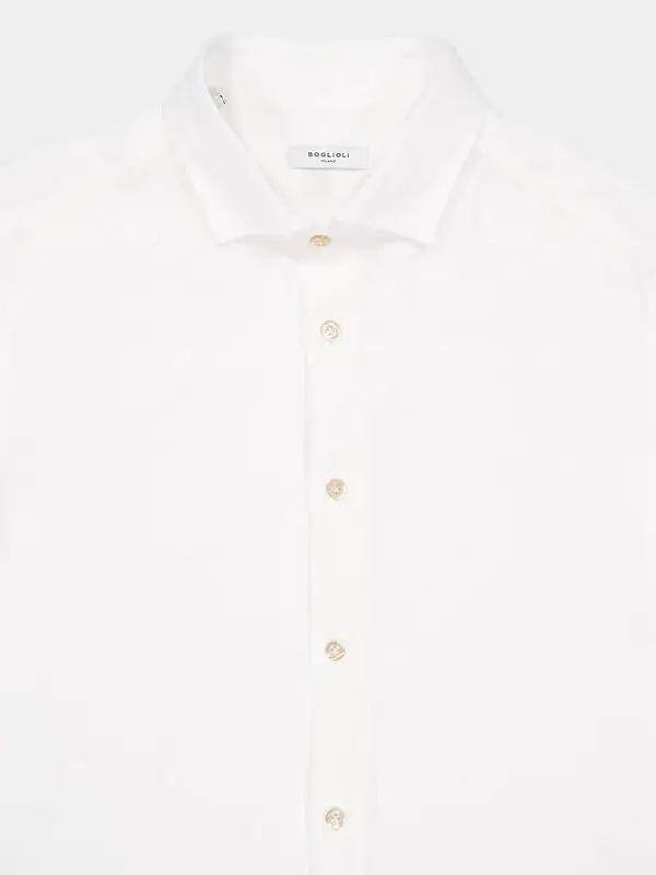 Boglioli Regular Fit Linen Button-up Shirt - White