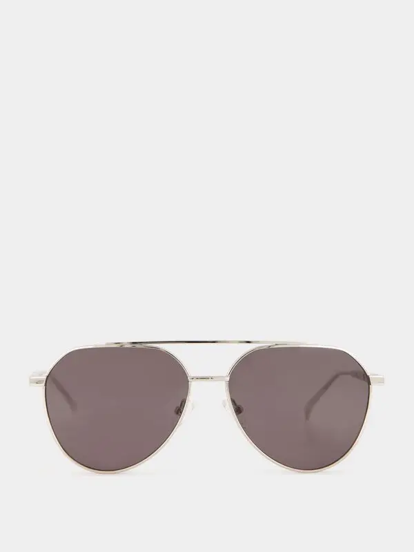 Alexander McQueen Metal Pilot Sunglasses - Silver