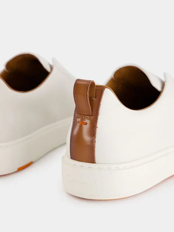 Santoni Leather Slip-on Sneakers - White