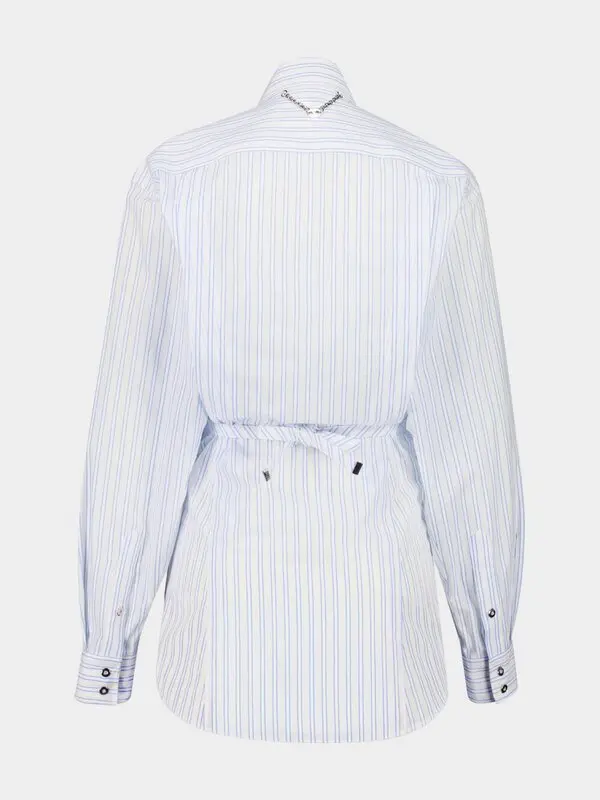 Rabanne Striped Cotton Poplin Shirt With Belt Detail - White