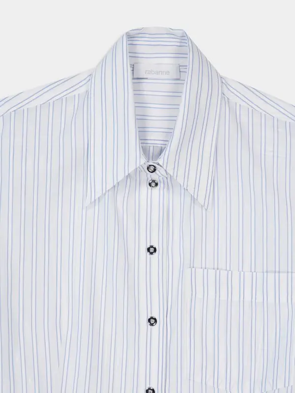 Rabanne Striped Cotton Poplin Shirt With Belt Detail - White