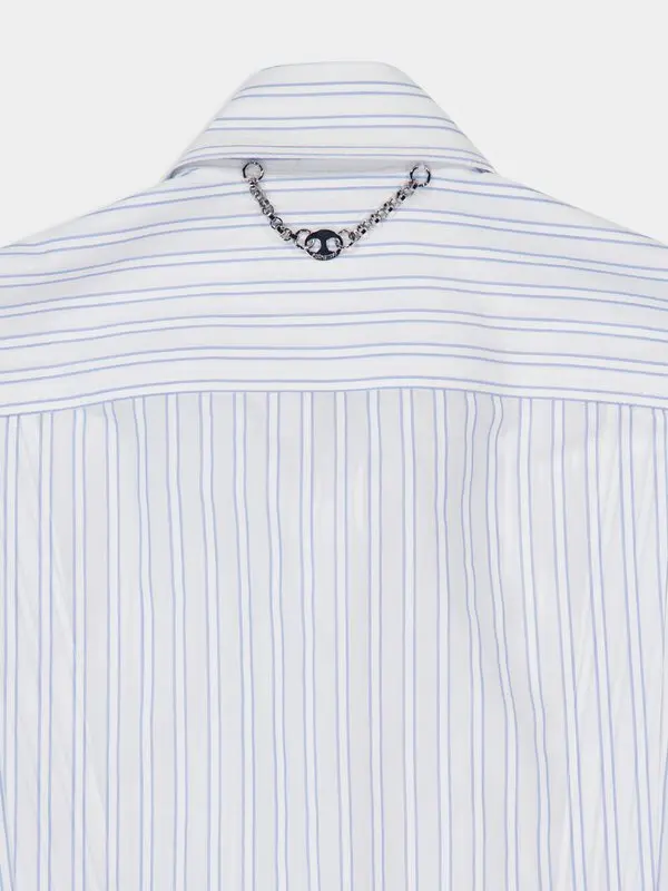 Rabanne Striped Cotton Poplin Shirt With Belt Detail - White
