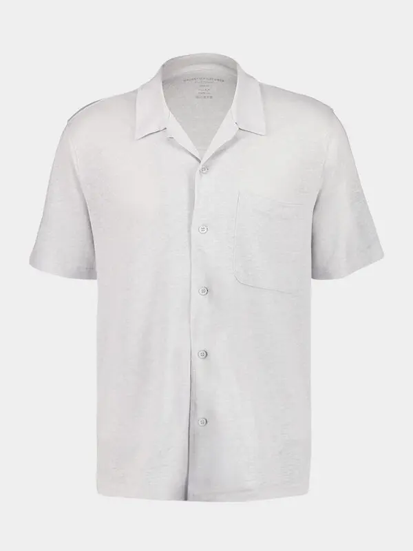 Majestic Filatures Cream Short-sleeve Linen Button-up Shirt - White
