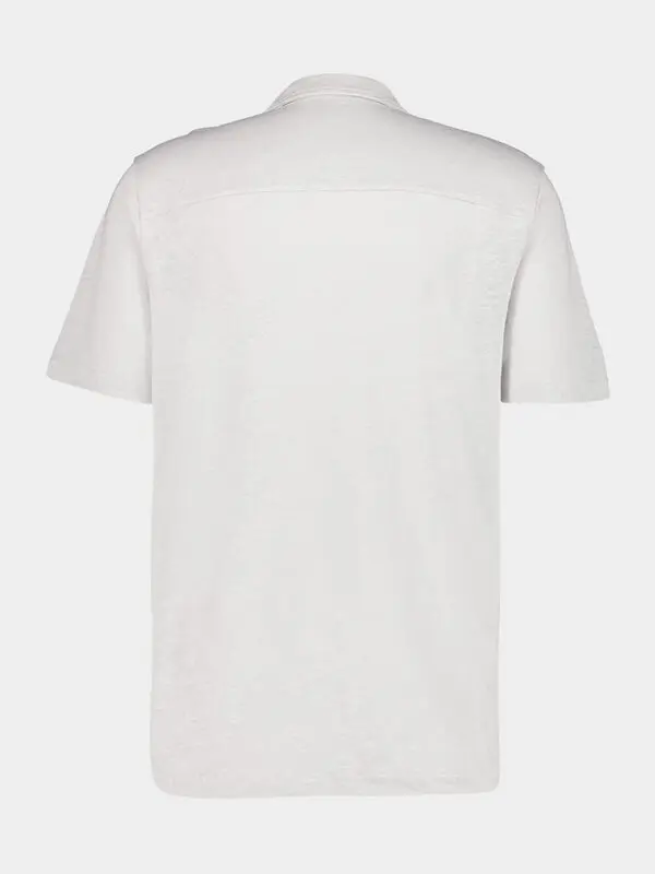 Majestic Filatures Cream Short-sleeve Linen Button-up Shirt