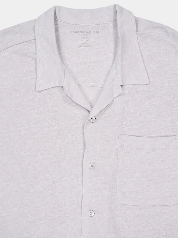 Majestic Filatures Cream Short-sleeve Linen Button-up Shirt