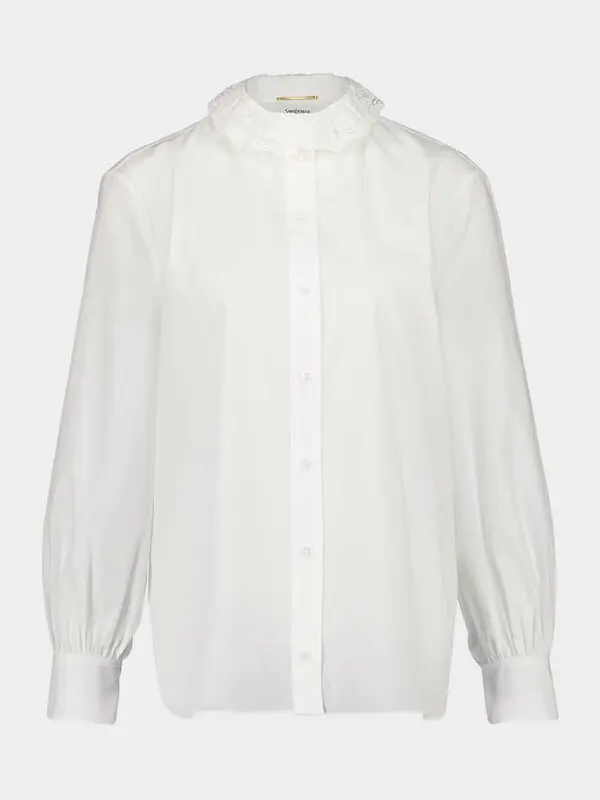 Saint Laurent Cotton Poplin Shirt With Lace Collar - White