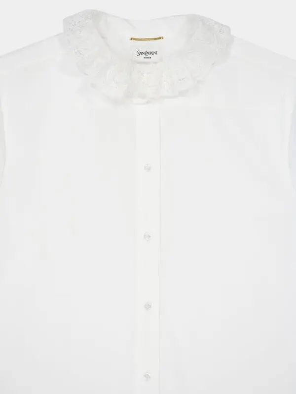 Saint Laurent Cotton Poplin Shirt With Lace Collar