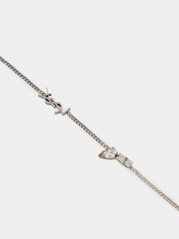 Saint Laurent Oxidized Cassandre Charm Bracelet - Silver