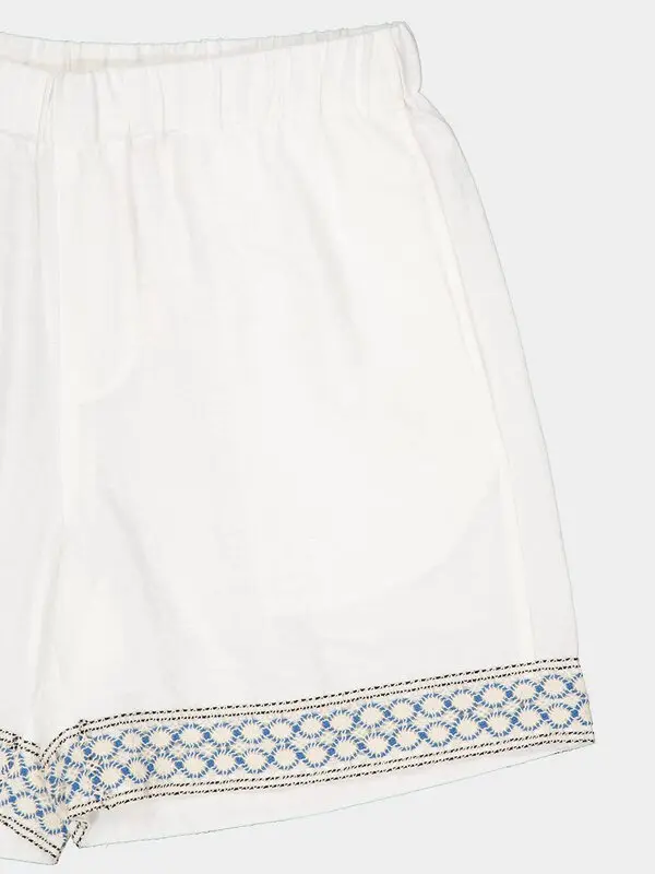 Commas Braided Shorts With Crochet Trim - White