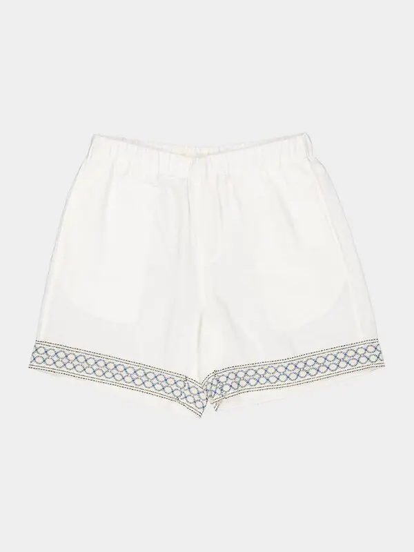 Commas Braided Shorts With Crochet Trim - White