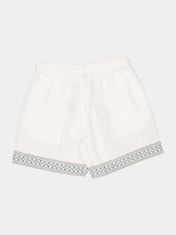 Commas Braided Shorts With Crochet Trim - White