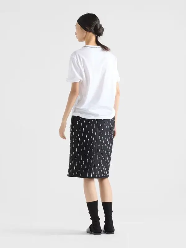 Prada Embroidered Cotton Jersey T-shirt