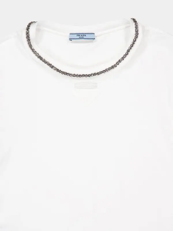 Prada Embroidered Cotton Jersey T-shirt - White