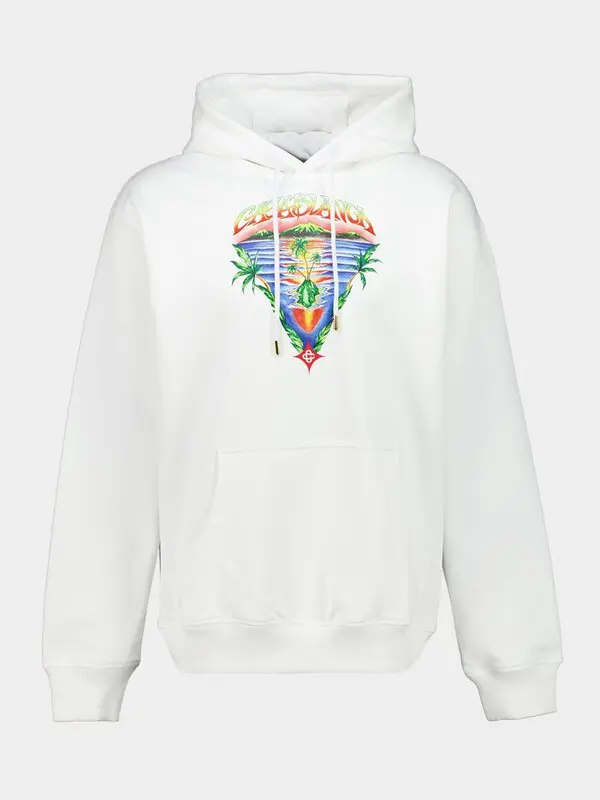 Casablanca Innocence Triangle Long Sleeve Hooded Sweatshirt - White
