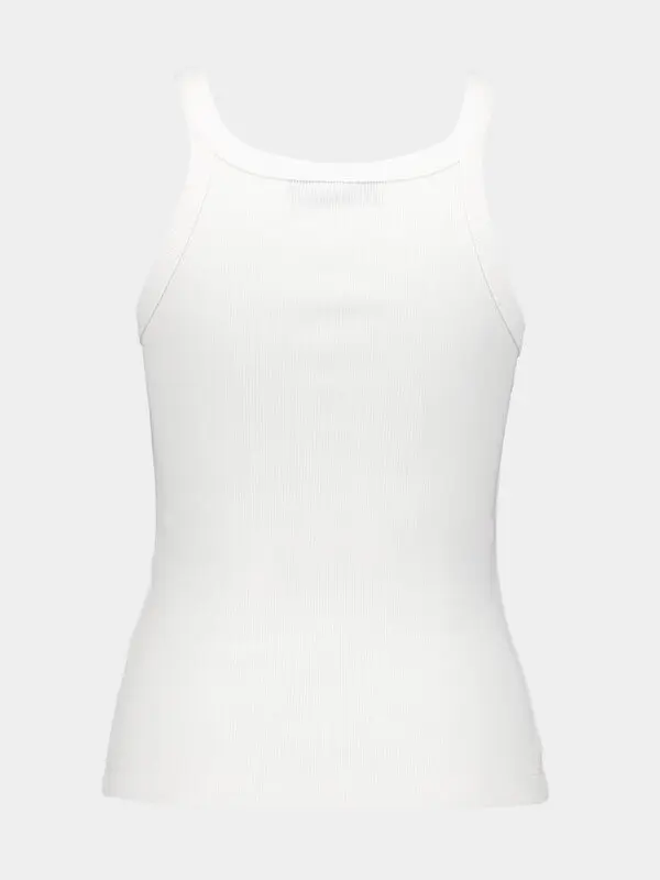 Fendi Ribbed Cotton Logo Top - White