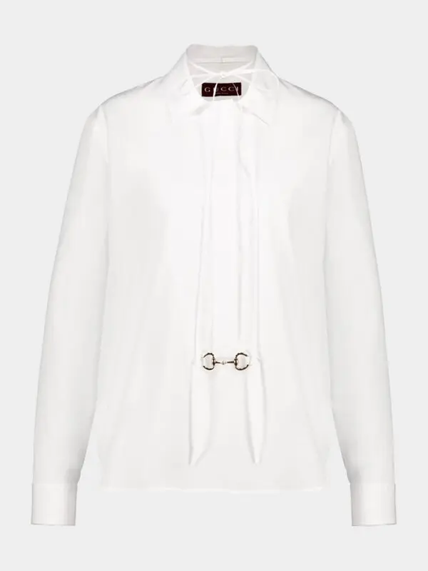 Gucci Cotton Poplin Shirt With Horsebit - White