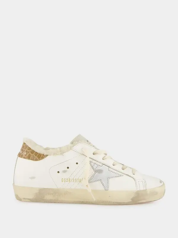 GOLDEN GOOSE Super-star Shearling Sneakers - White
