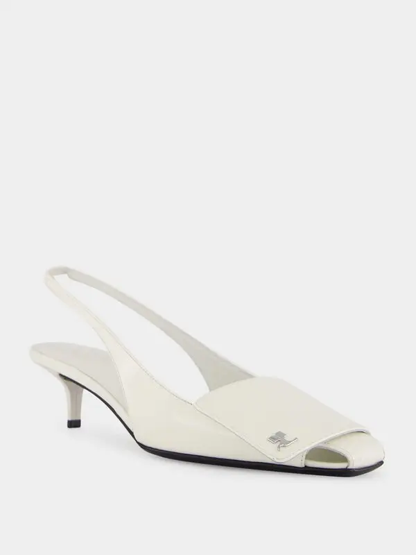 COURREGES Heritage Fold Iced Slingbacks - White