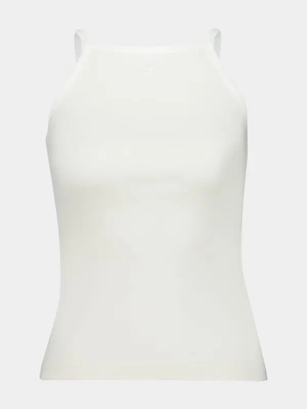 COURREGES Heritage Contrast Cotton Tank Top - White