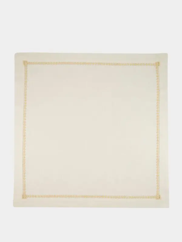 HOUSE OF CAPRICORN Hand-embroidered Maria Linen Napkin - White