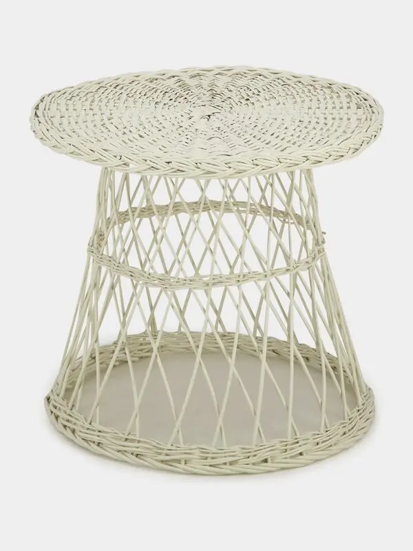 HOUSE OF CAPRICORN Handmade Furnas Ivory Wicker Side Table
