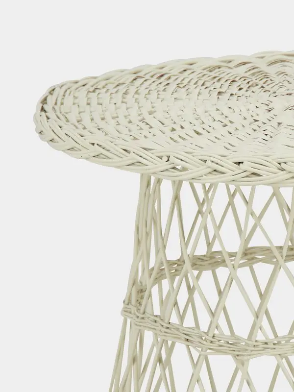 HOUSE OF CAPRICORN Handmade Furnas Ivory Wicker Side Table