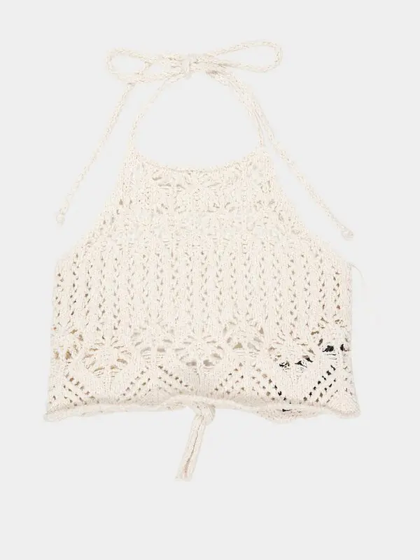 Alanui Cotton Knit Halterneck Top - White