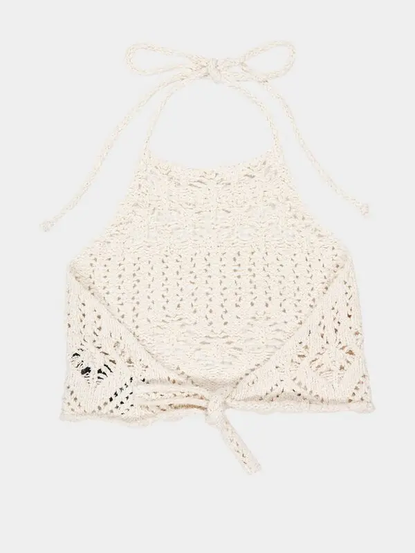 Alanui Cotton Knit Halterneck Top - White