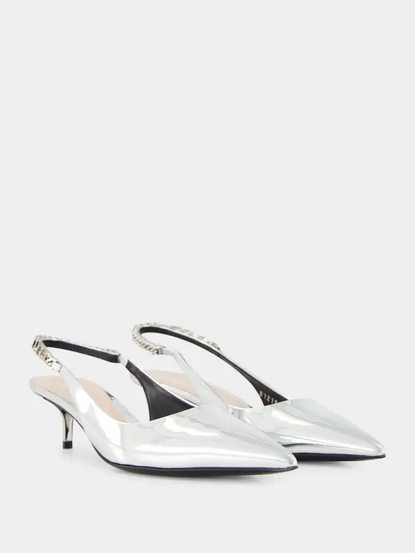 Gucci Signoria Slingback Pumps - Silver