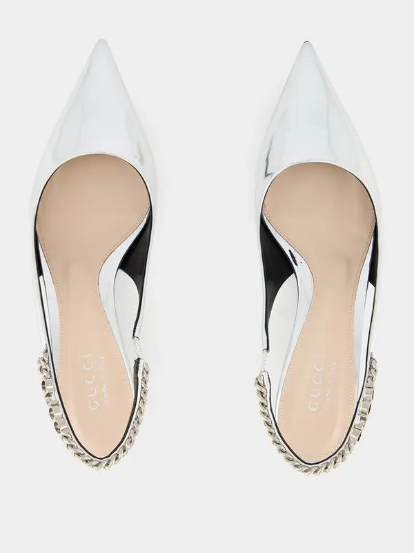 Gucci Signoria Slingback Pumps - Silver