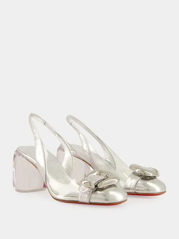 CHRISTIAN LOUBOUTIN Minny Bubble Slingbacks - Silver