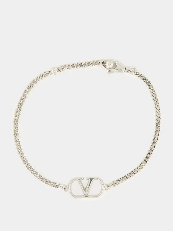 Valentino Garavani Palladium Metal Bracelet With Vlogo - Silver