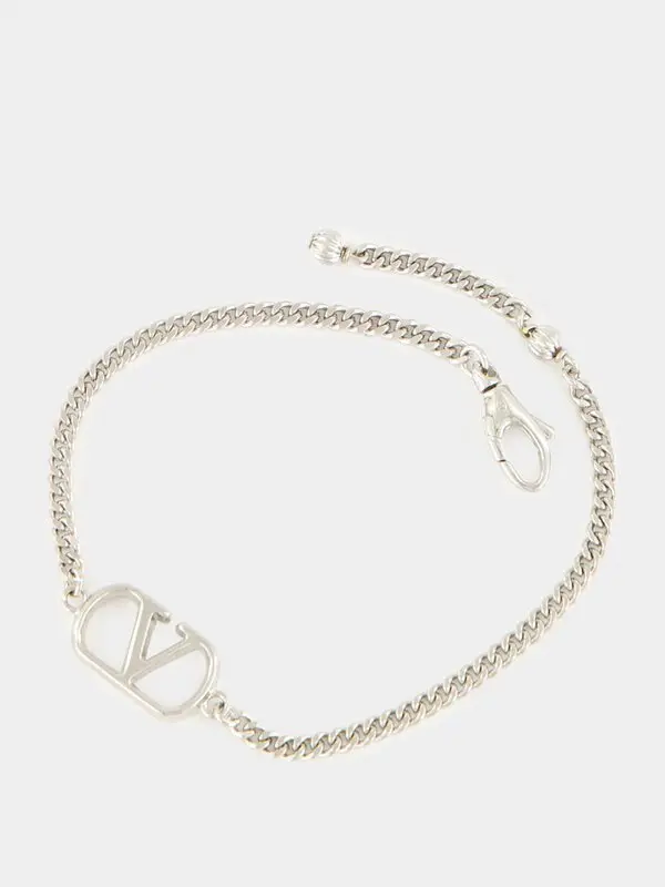 Valentino Garavani Palladium Metal Bracelet With Vlogo - Silver