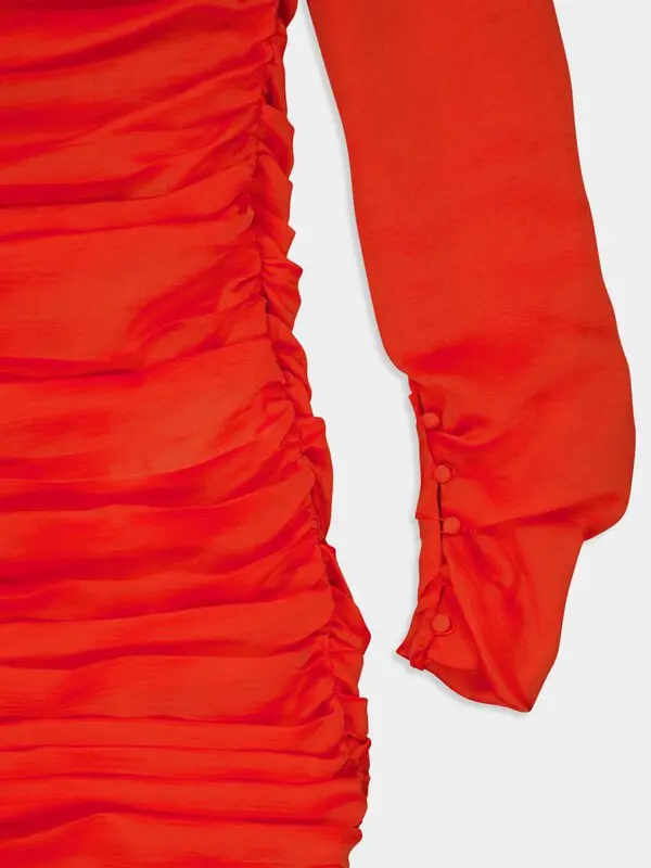 Saint Laurent Silk Muslin One-shoulder Mini Dress - Red