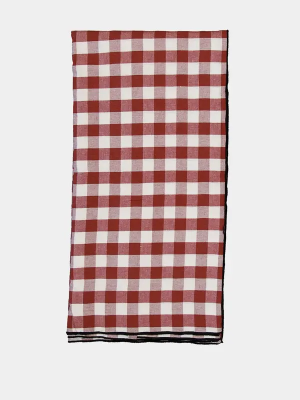 Maison De Vacances Bourdon Black Mesh Gingham Rectangular Extra Large Tablecloth - Red