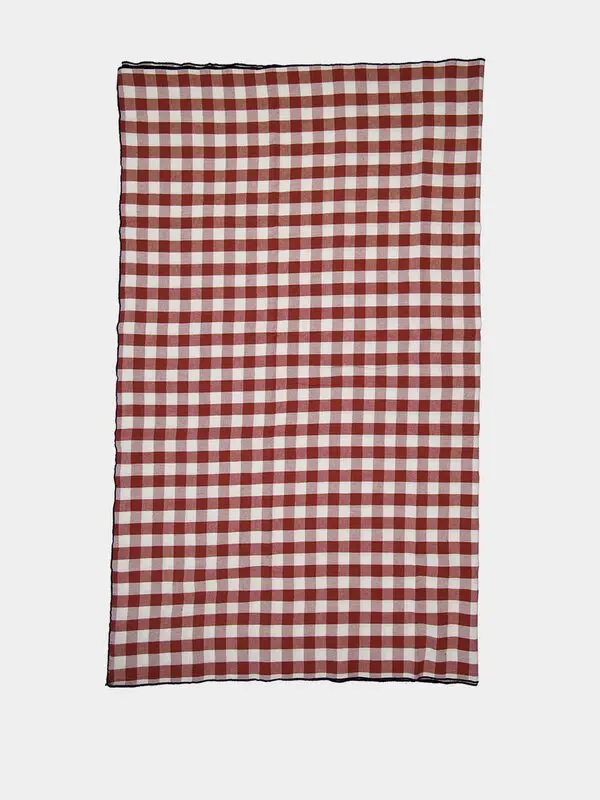 Maison De Vacances Bourdon Black Mesh Gingham Rectangular Extra Large Tablecloth - Red