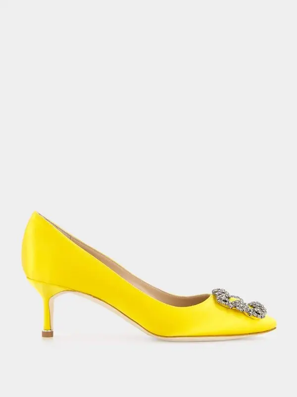Manolo Blahnik Hangisi 50 Satin Pumps - Yellow