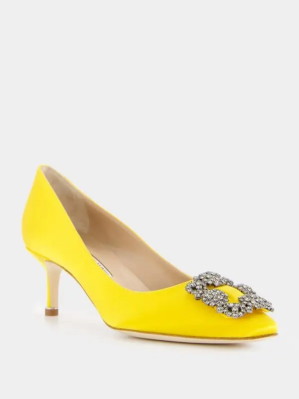 Manolo Blahnik Hangisi 50 Satin Pumps - Yellow