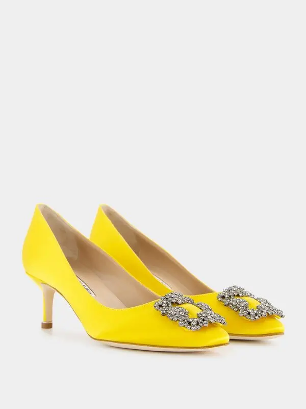 Manolo Blahnik Hangisi 50 Satin Pumps - Yellow