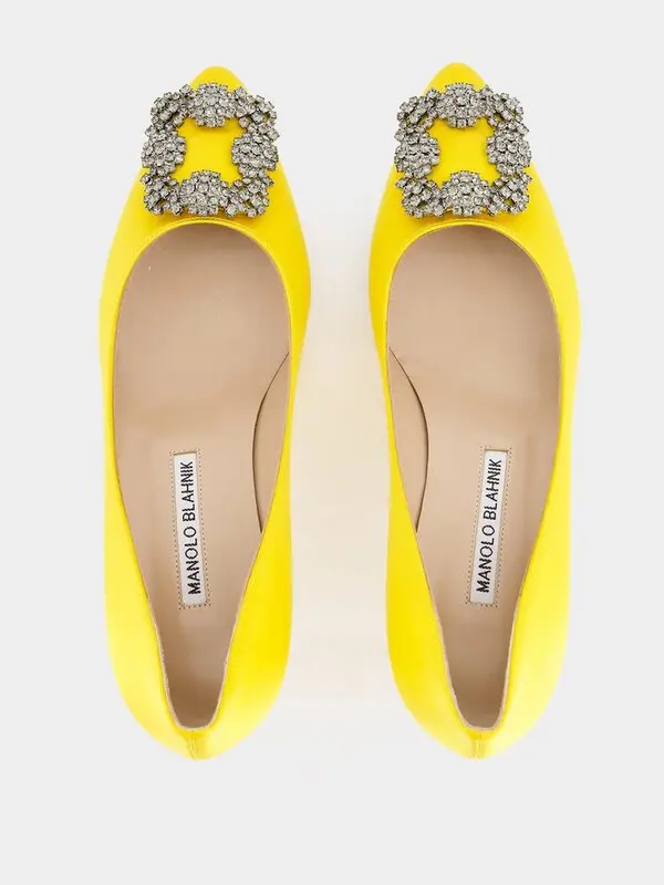 Manolo Blahnik Hangisi 50 Satin Pumps - Yellow