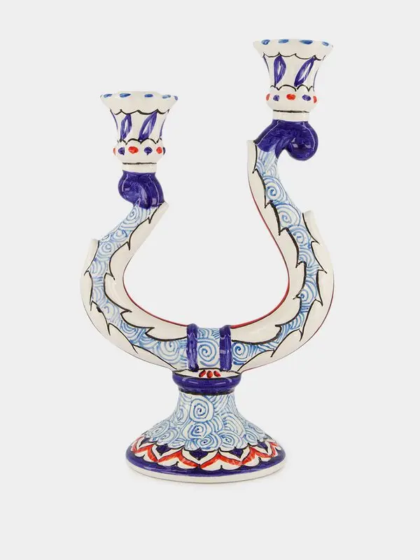 LES-OTTOMANS Turquerie Candlestick Holder - Red