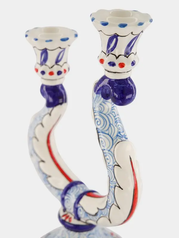 LES-OTTOMANS Turquerie Candlestick Holder - Red
