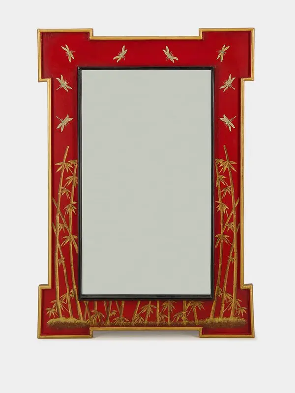 LES-OTTOMANS Bamboo Mirror - Red