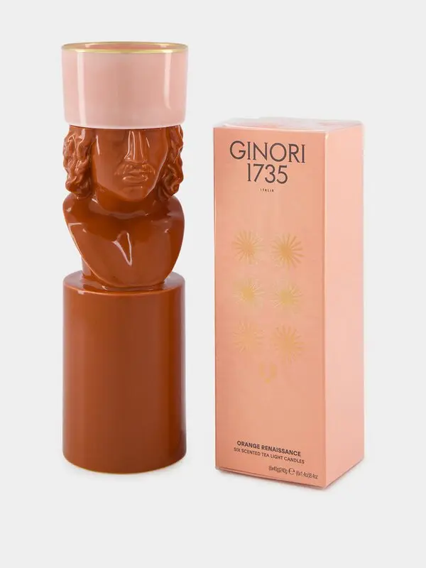 GINORI 1735 Il Letterato Clay Candle Holder - Red