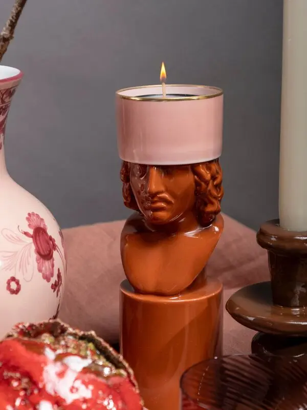 GINORI 1735 Il Letterato Clay Candle Holder - Red