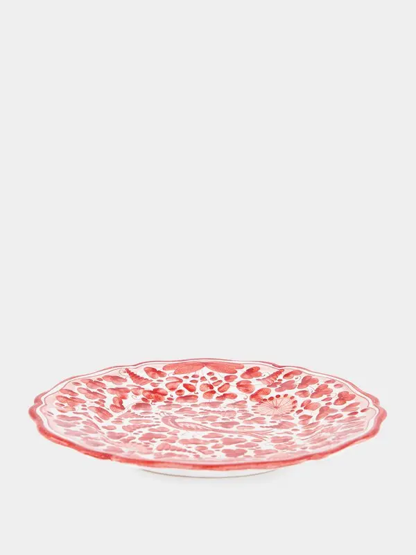 LES-OTTOMANS Peacock Dinner Plate - Red