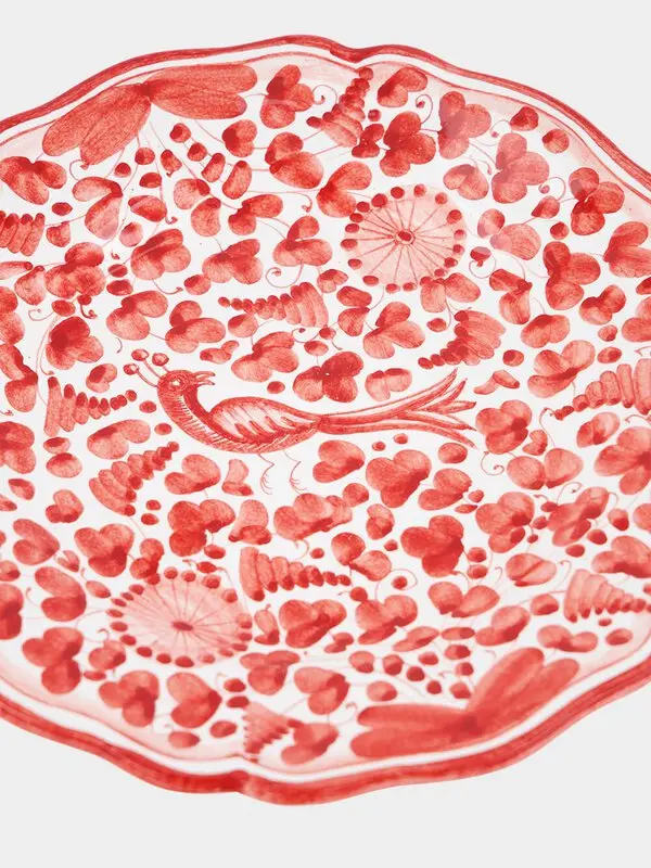 LES-OTTOMANS Peacock Dinner Plate - Red
