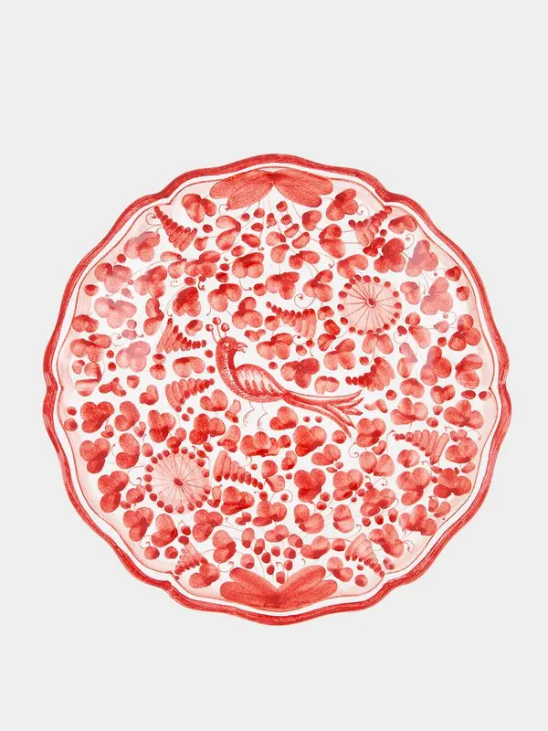 LES-OTTOMANS Peacock Dinner Plate - Red